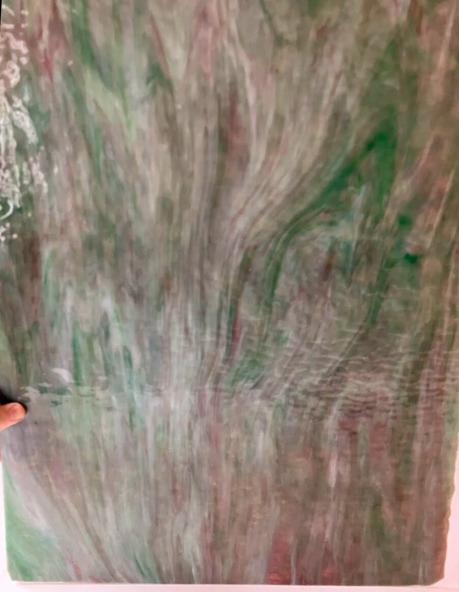 Green Grey Pink Semi-opal Streaky Art Glass - Etsy