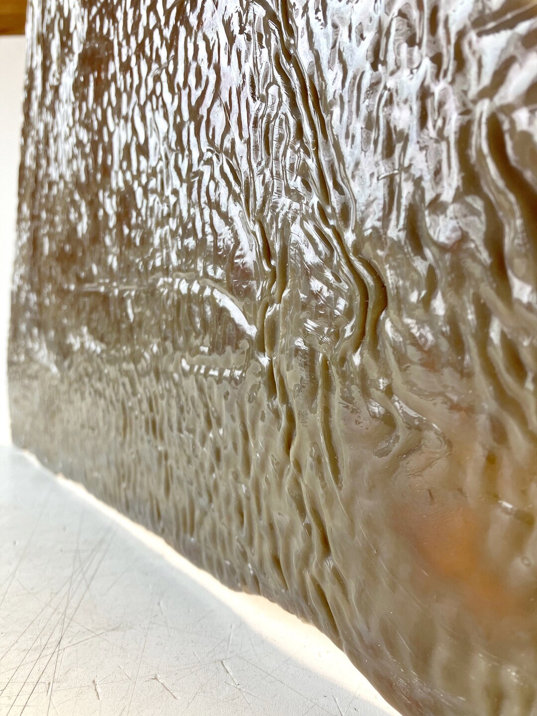 Milky Warm Gray Amber Semi-opal. Glass Coarse Ripple - Etsy