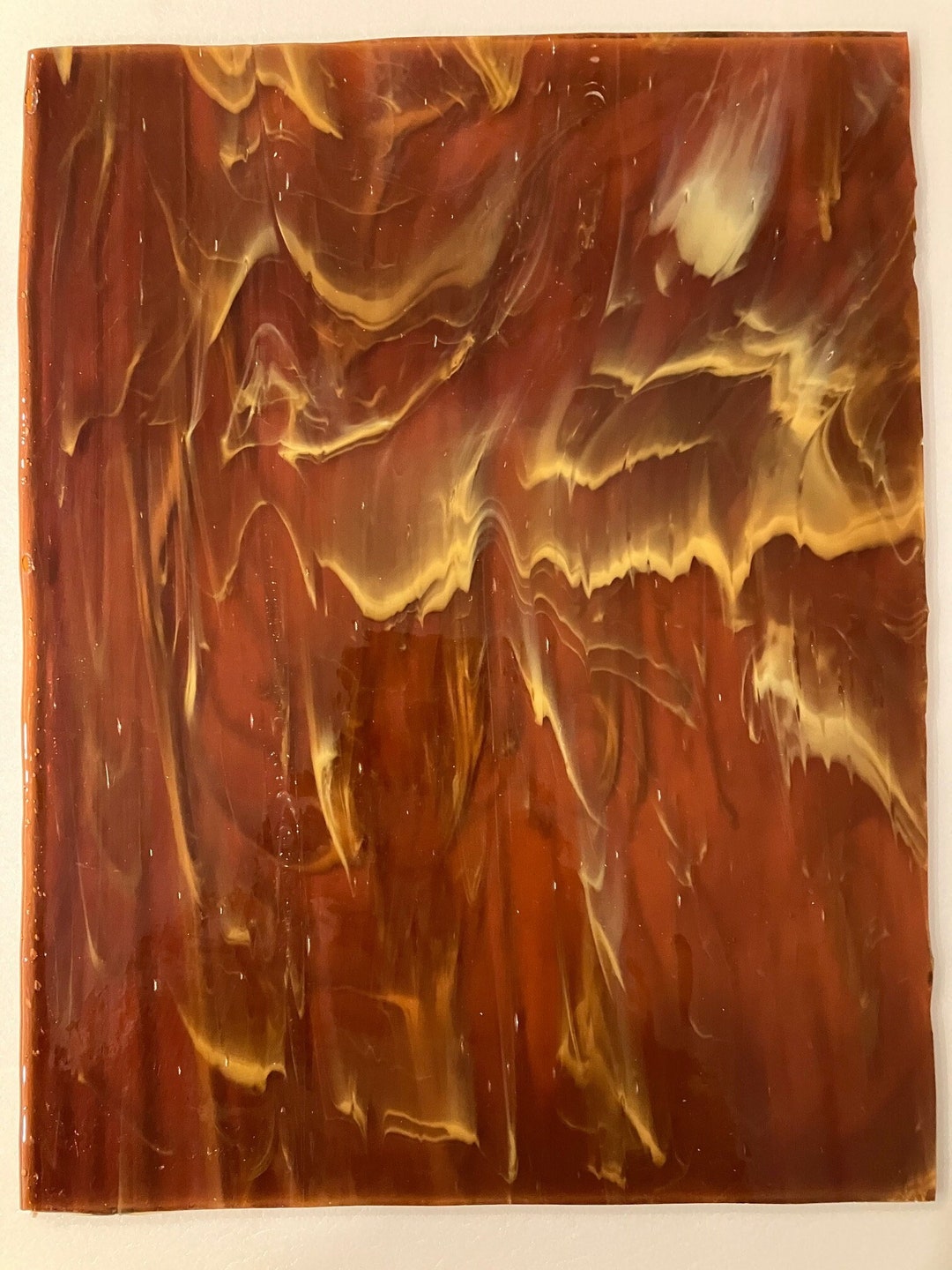 Amber Creamy Caramel Wispy Semi-opal. Art Glass Smooth - Etsy