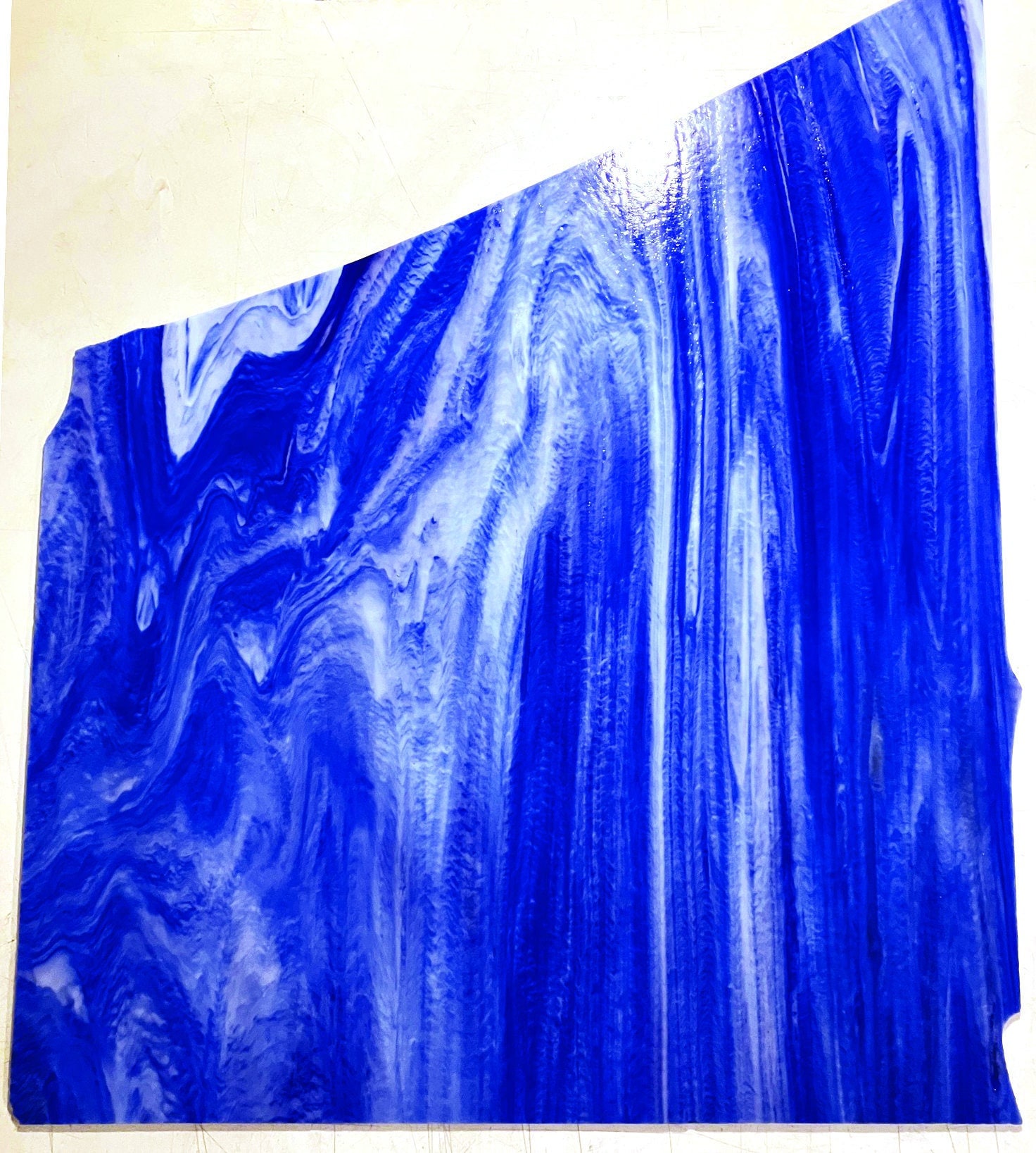 Kokomo Blue White Opalescent Wispy Art Glass Smooth - Etsy