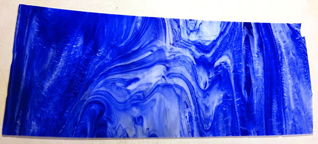 Kokomo Blue White Opalescent Wispy Art Glass Smooth - Etsy