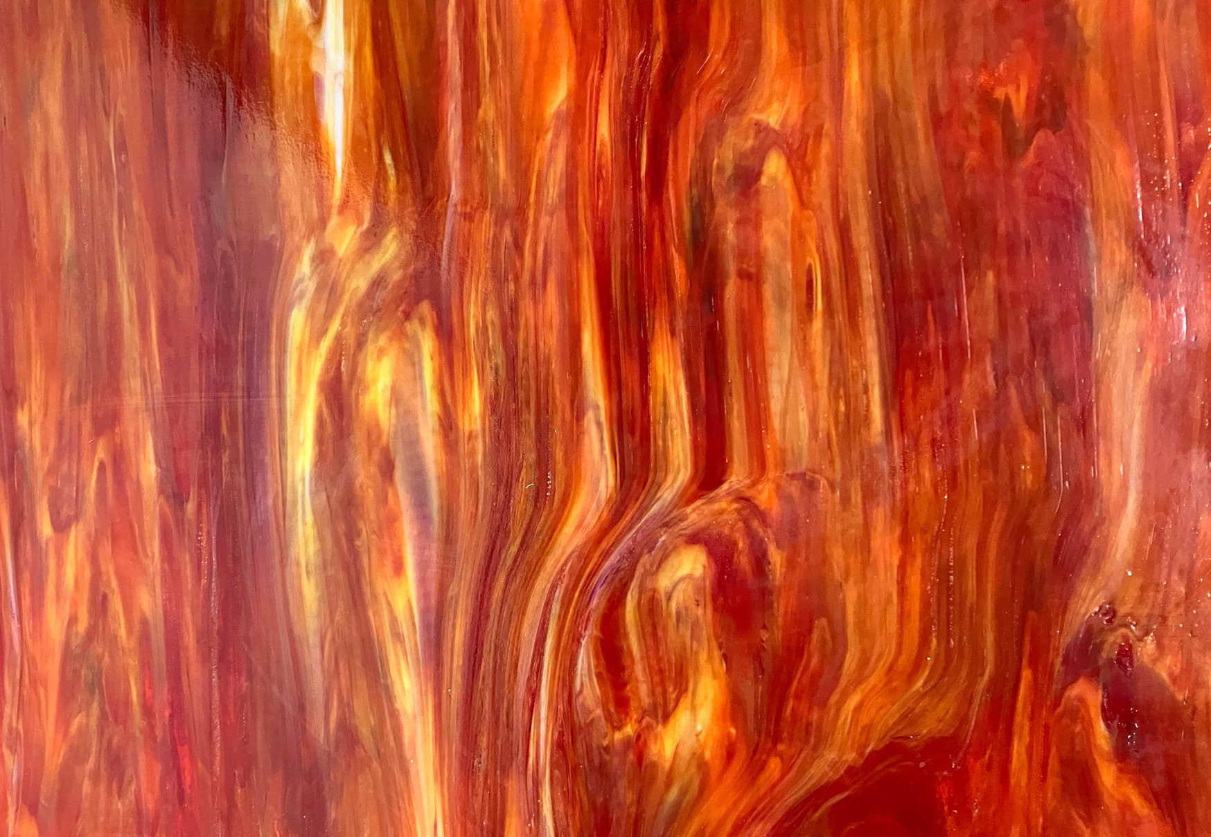 Deep Red Yellow Semi-opal. Streaky Art Glass - Etsy