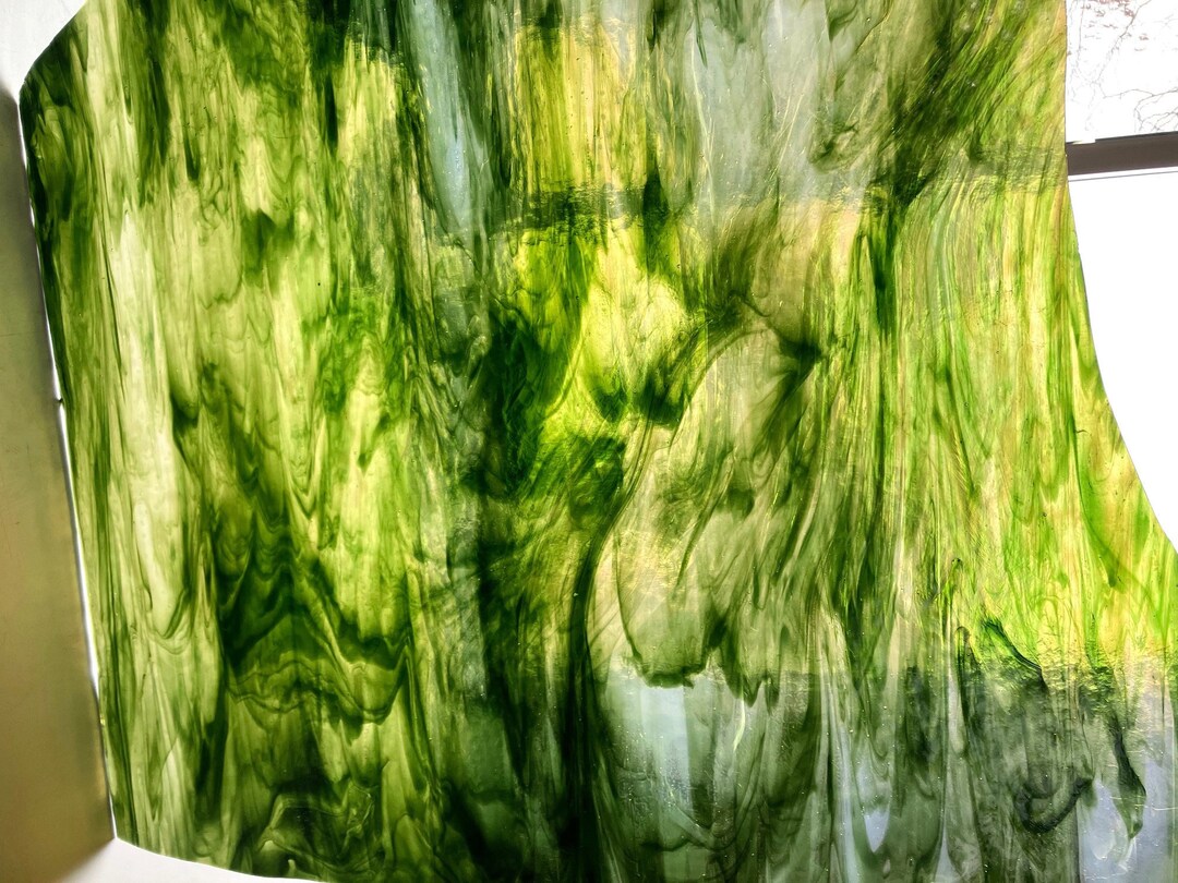 Green Yellow White Semi-opal Sheet Art Glass Smooth - Etsy