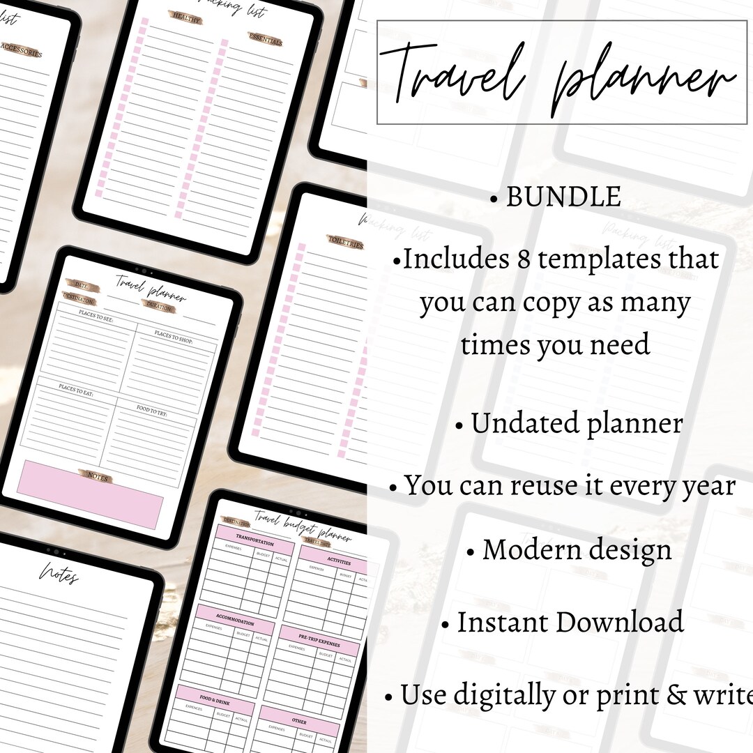 Travel Planner Printable Trip Planner Roadtrip Diary Vacation Planner ...