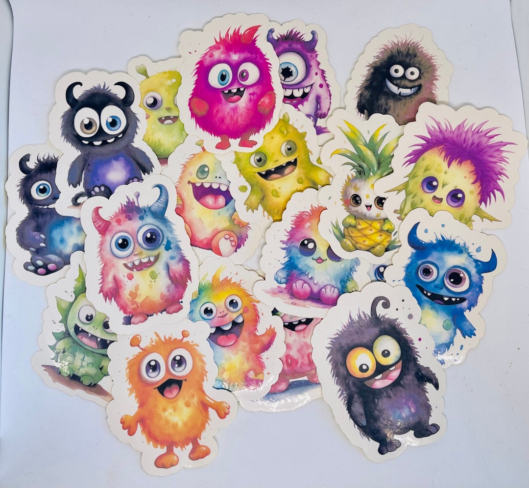 Cute Monster Sticker Set Diecut Bright Stickers for Journal & - Etsy UK