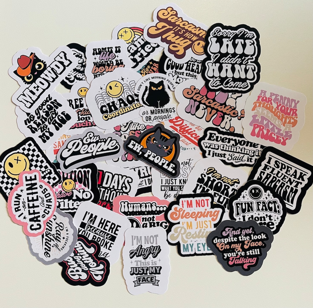 Sarcastic Sticker Pack, Funny Quote Stickers, Scrapbook Supplies, Free ...