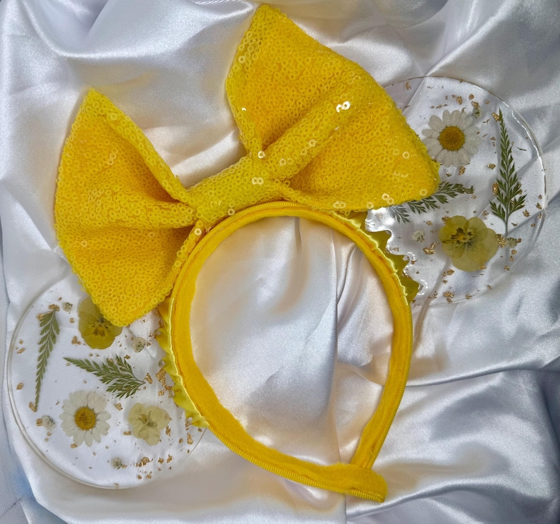 Real Flower Mouse Ears Headband, Handmade Floral Mouse Ears, Botanical ...