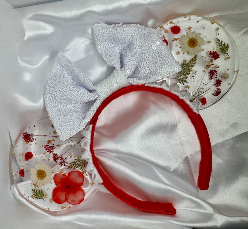 Real Flower Mouse Ears Headband, Handmade Floral Mouse Ears, Botanical ...