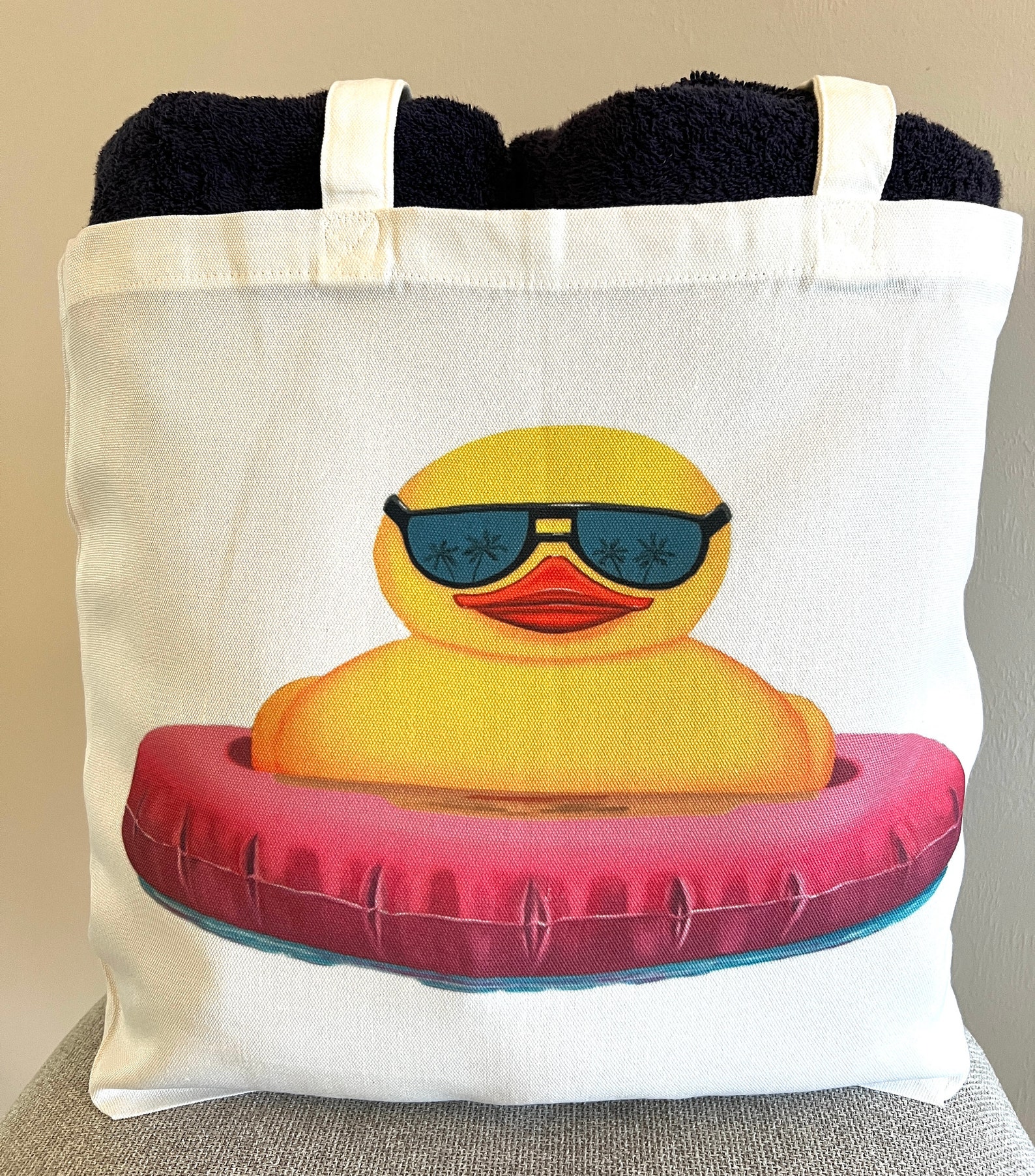 Beach Tote, Rubber Ducky in Pool Float - Etsy