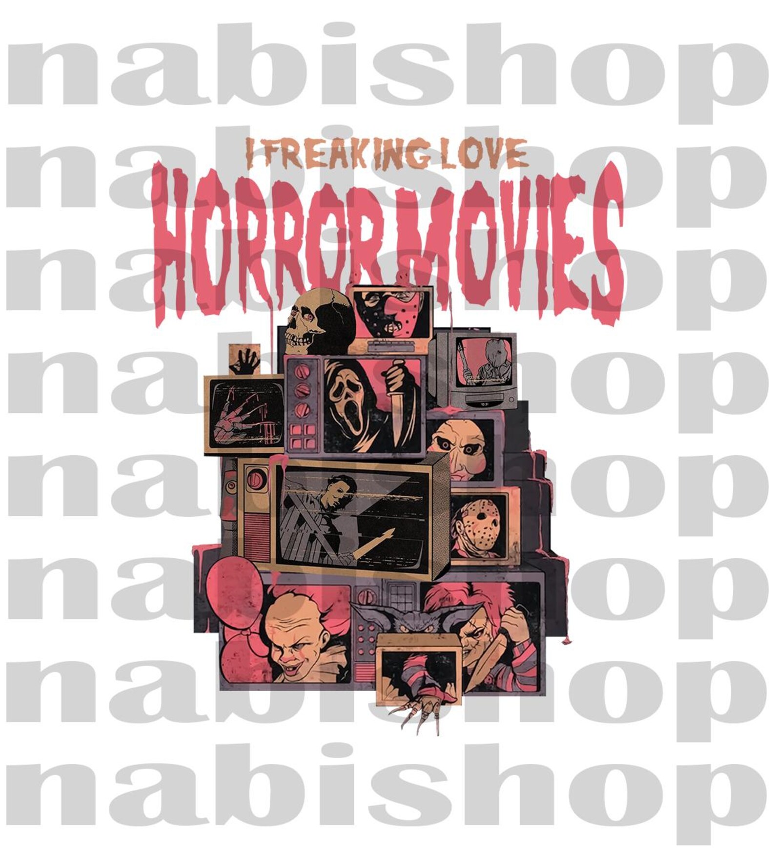 I Freaking Love Horror Movies Png, Scary Halloween Png, Horror Friend ...