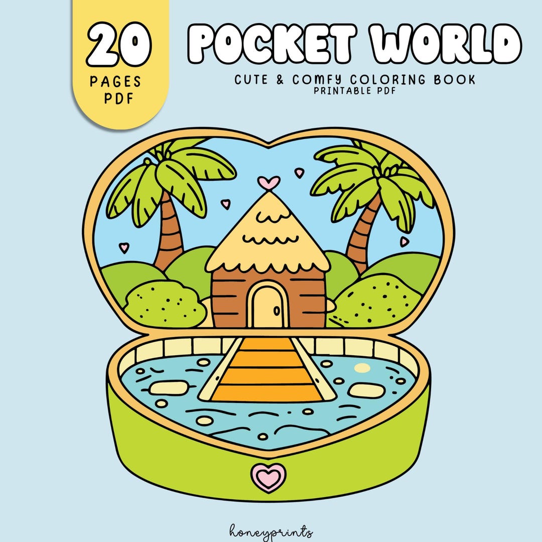 Pocket World: Cute & Comfy Coloring Book | Printable Coloring Pages for ...