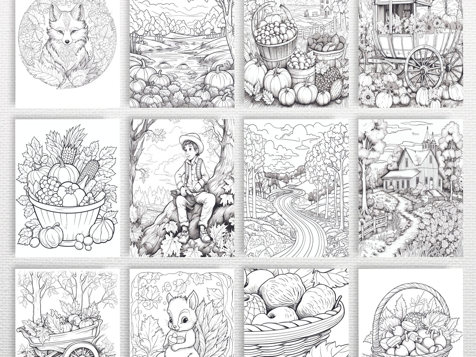 Autumn Coloring Pages 110 Pages Adult Kids Coloring Book Vol 2 DIGITAL ...