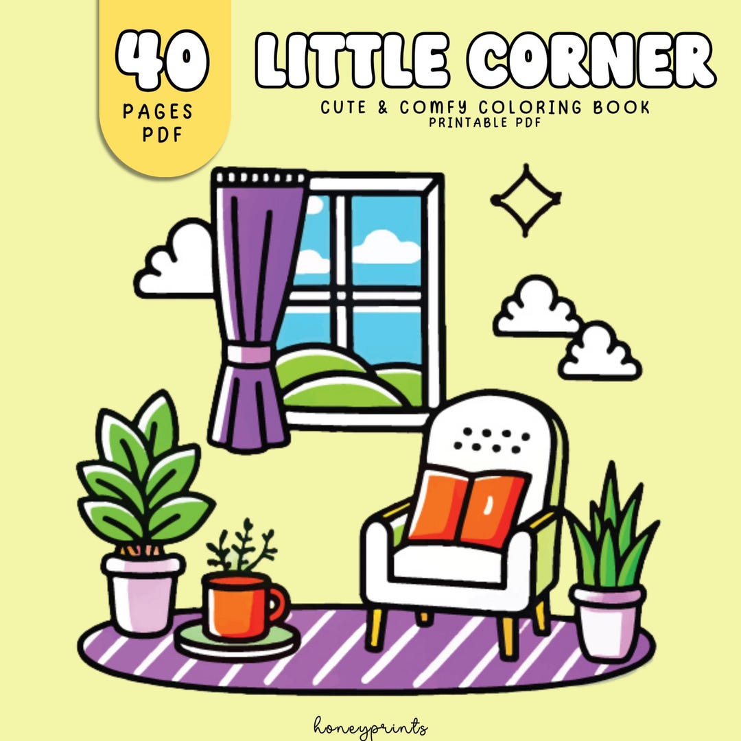 Little Corner: Cute & Comfy Coloring Book | Printable Coloring Pages ...