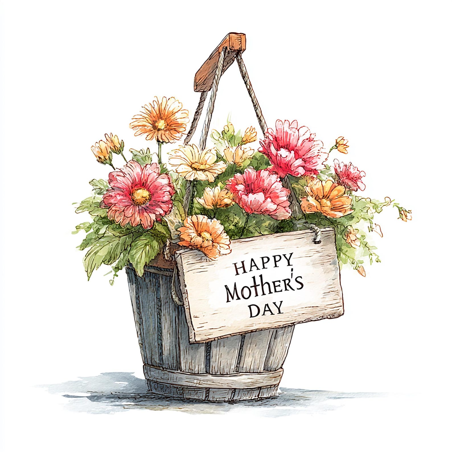 Mother's Day Flower Basket Clipart - 8 High Quality Pngs - White ...