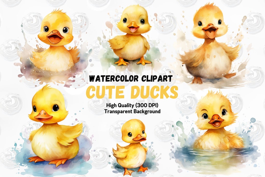 Watercolor Cute Ducks Clipart - 12 High Quality Pngs - Transparent ...