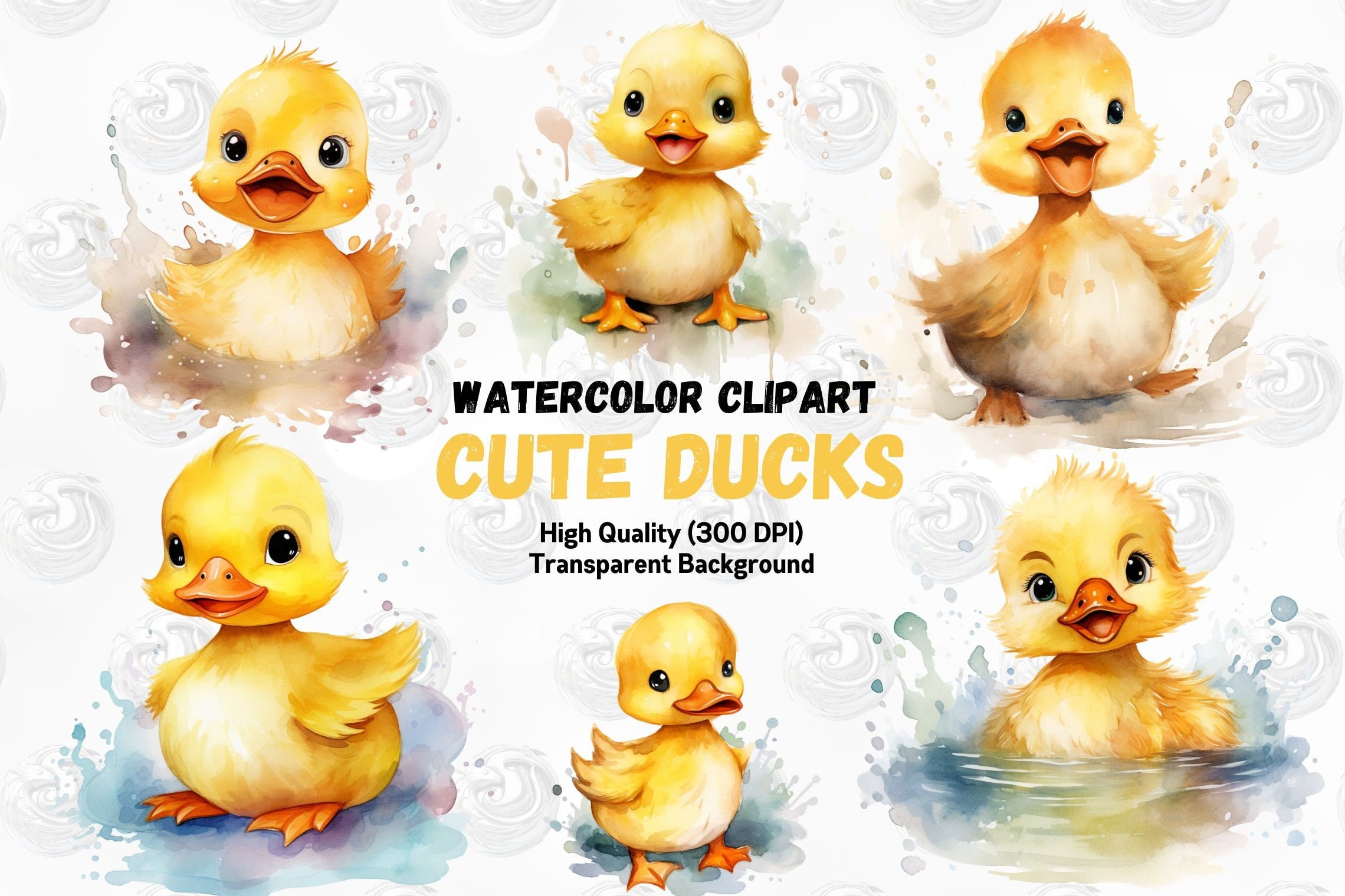 Watercolor Cute Ducks Clipart 12 High Quality Pngs Transparent ...