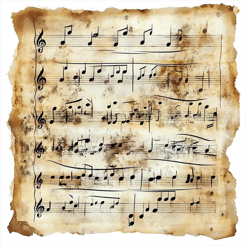 Vintage Sheet Music Clipart - 12 High Quality Pngs - White Background ...