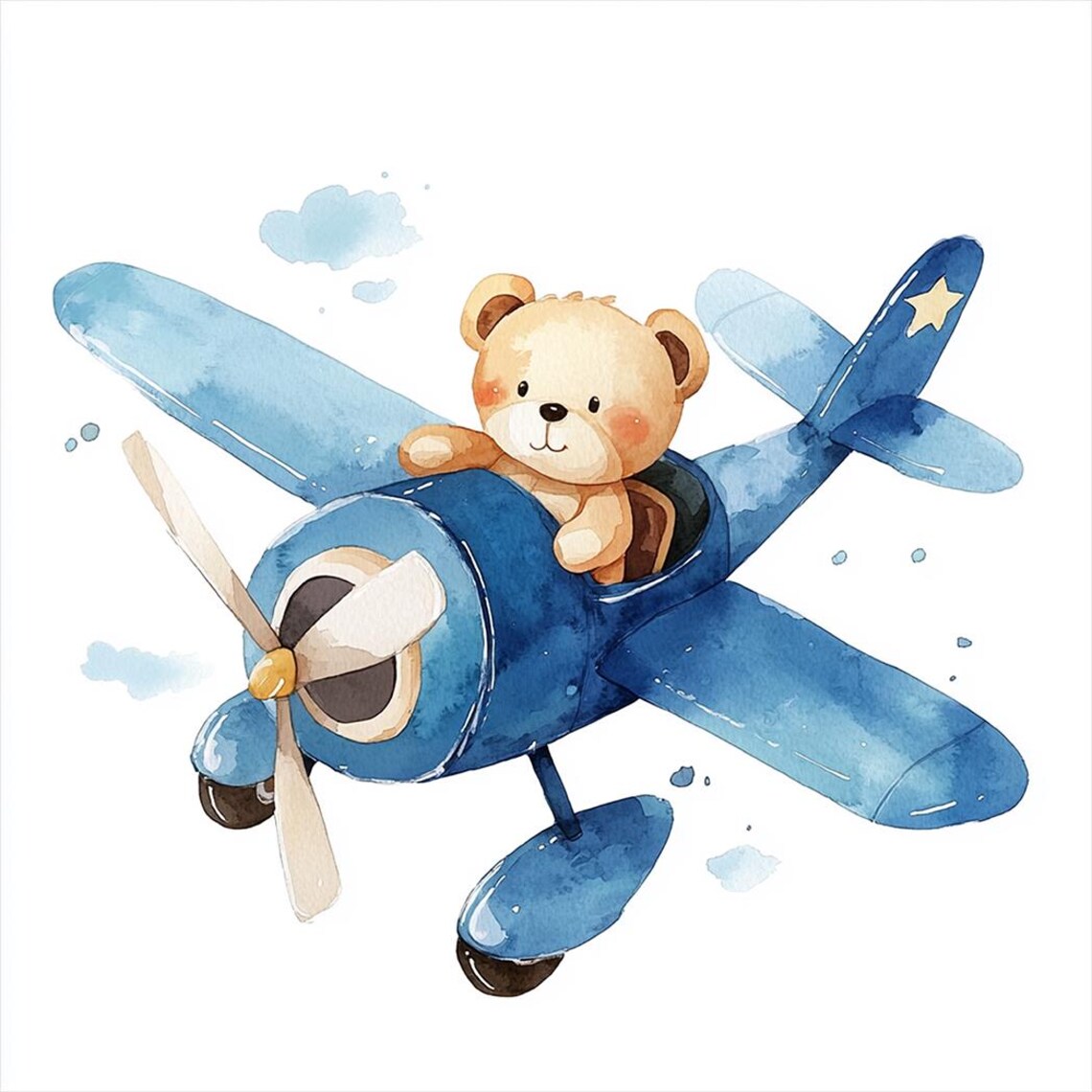 Baby Blue Airplane Clipart - 5 High Quality Pngs - White Background ...