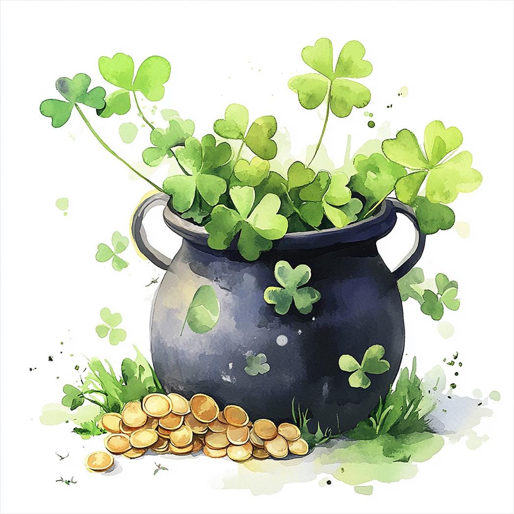 St. Patrick's Day Pot of Gold Clipart - 12 High Quality Pngs - White ...