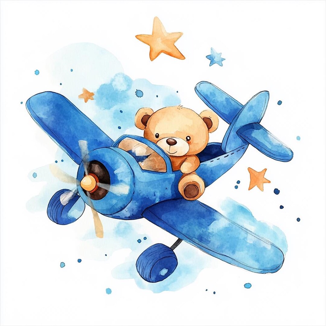 Baby Blue Airplane Clipart - 5 High Quality Pngs - White Background ...