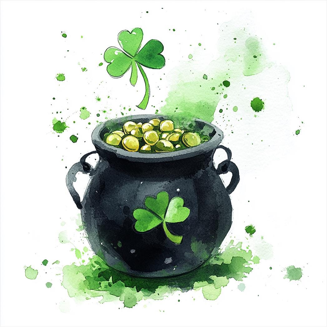 St. Patrick's Day Pot of Gold Clipart - 12 High Quality Pngs - White ...