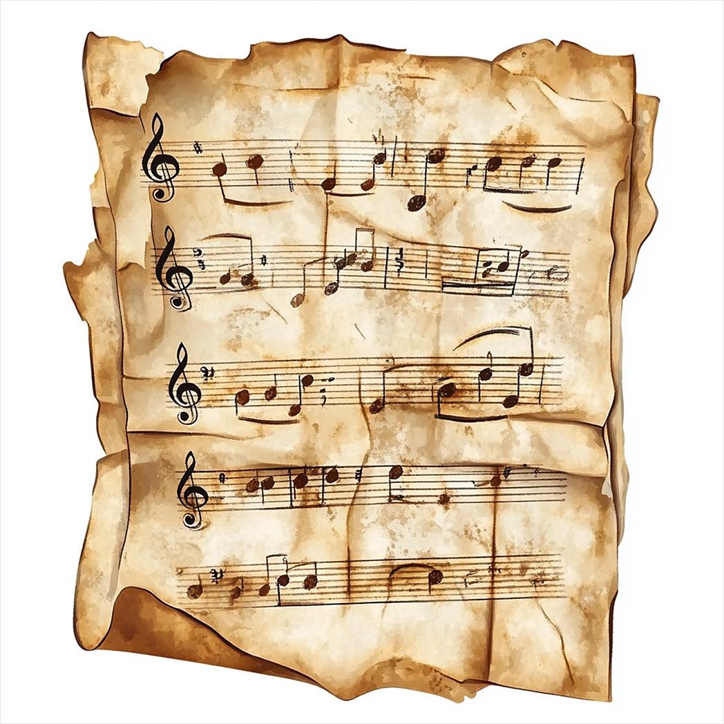 Vintage Sheet Music Clipart - 12 High Quality Pngs - White Background ...