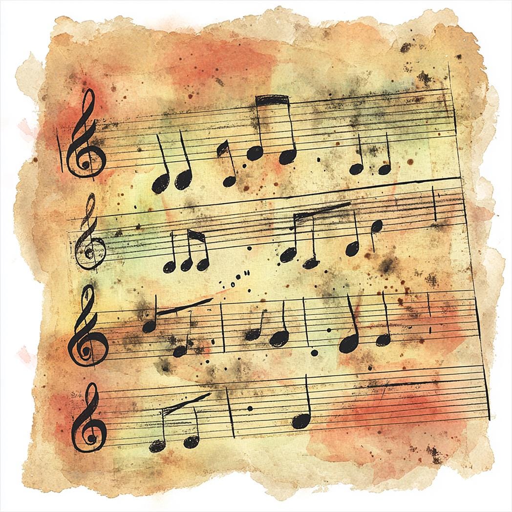 Vintage Sheet Music Clipart - 12 High Quality Pngs - White Background ...