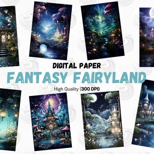 Printable Fantasy Fairyland Digital Paper - 17 High Quality Pngs ...