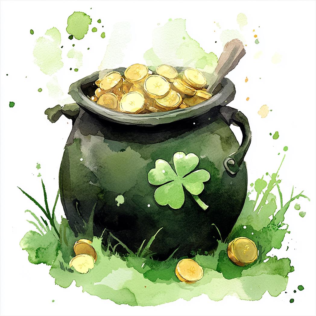 St. Patrick's Day Pot of Gold Clipart - 12 High Quality Pngs - White ...