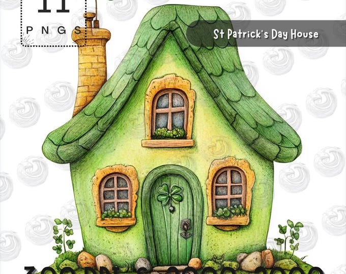 St Patrick's Day House Clipart - 11 High Quality Pngs - White ...
