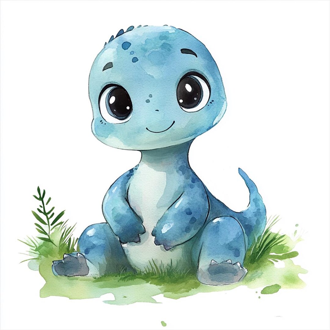 Watercolor Baby Dinosaur Clipart - 12 High Quality Pngs - White ...