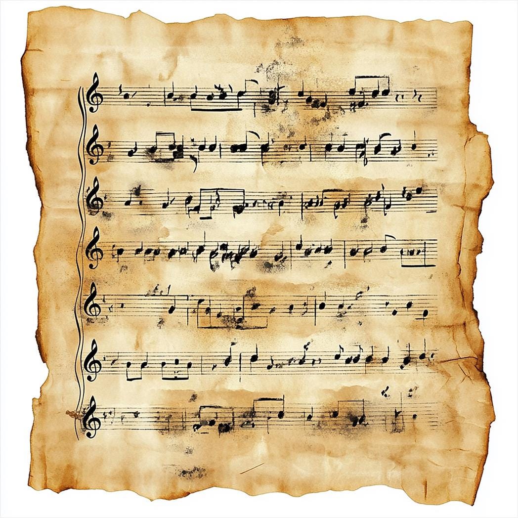 Vintage Sheet Music Clipart - 12 High Quality Pngs - White Background ...