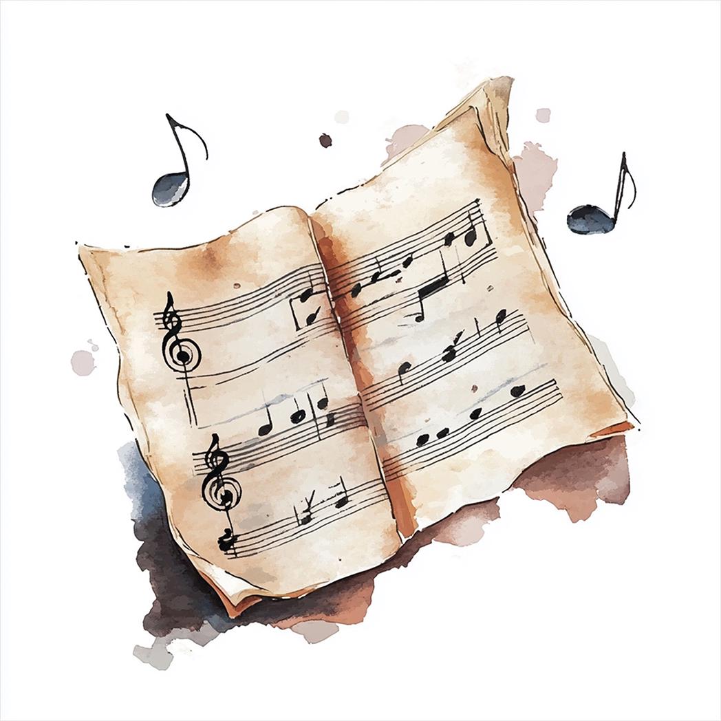 Vintage Sheet Music Clipart - 12 High Quality Pngs - White Background ...