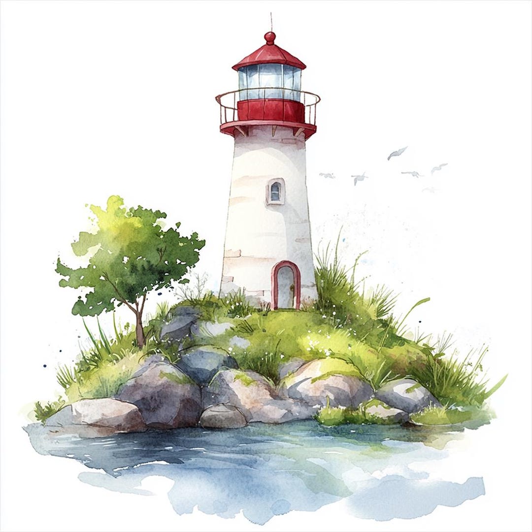 Whimsical Lighthouse Clipart - 12 High Quality Pngs - White Background ...