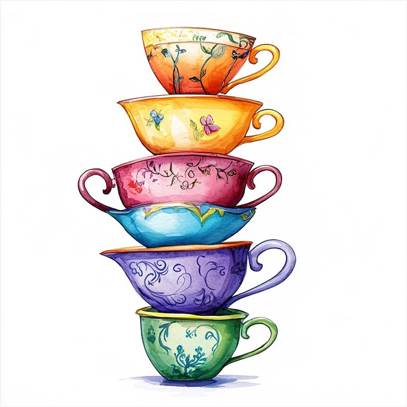 Stacked Teacups Clipart - 14 High Quality Pngs - White Background ...