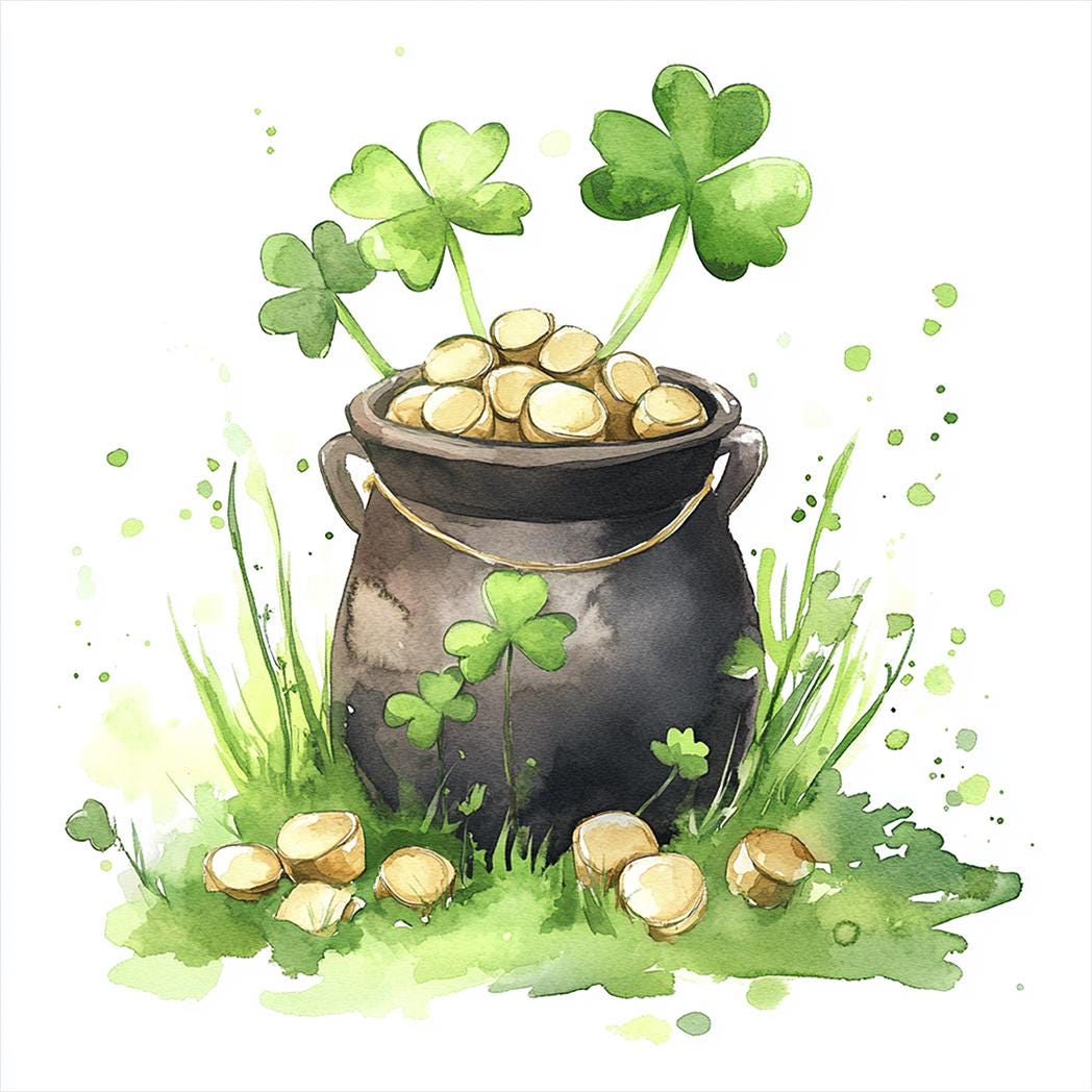 St. Patrick's Day Pot of Gold Clipart - 12 High Quality Pngs - White ...