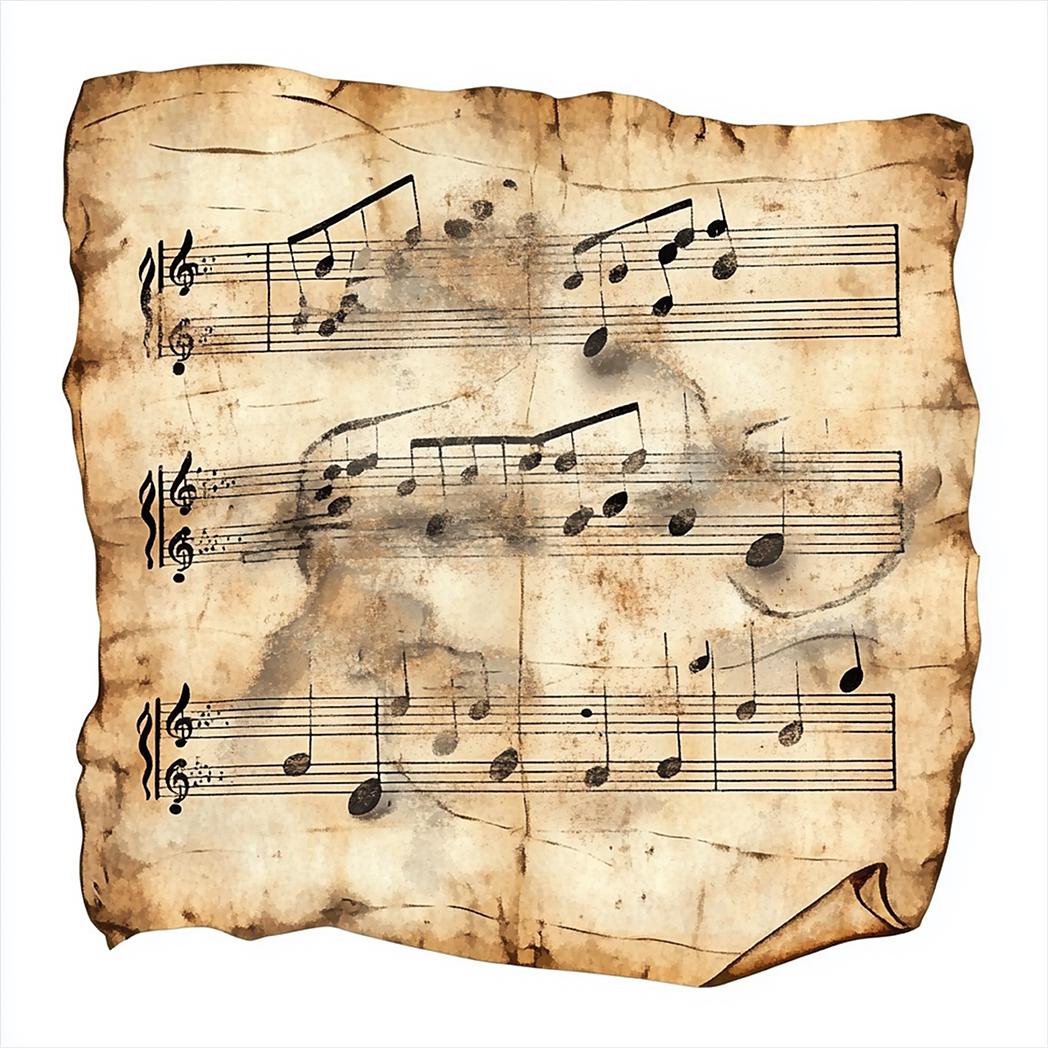 Vintage Sheet Music Clipart - 12 High Quality Pngs - White Background ...