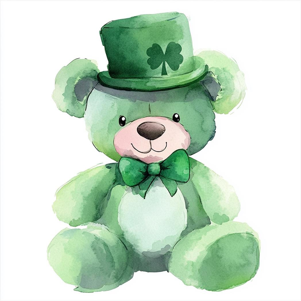 St. Patrick's Day Teddy Bear Clipart - 12 High Quality Pngs - White ...