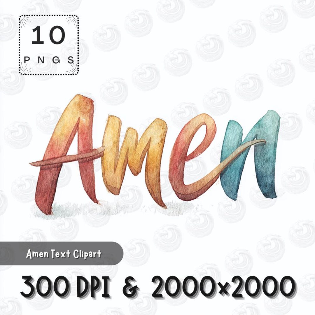 Cursive Amen Text Clipart - 10 High Quality Pngs - White Background ...