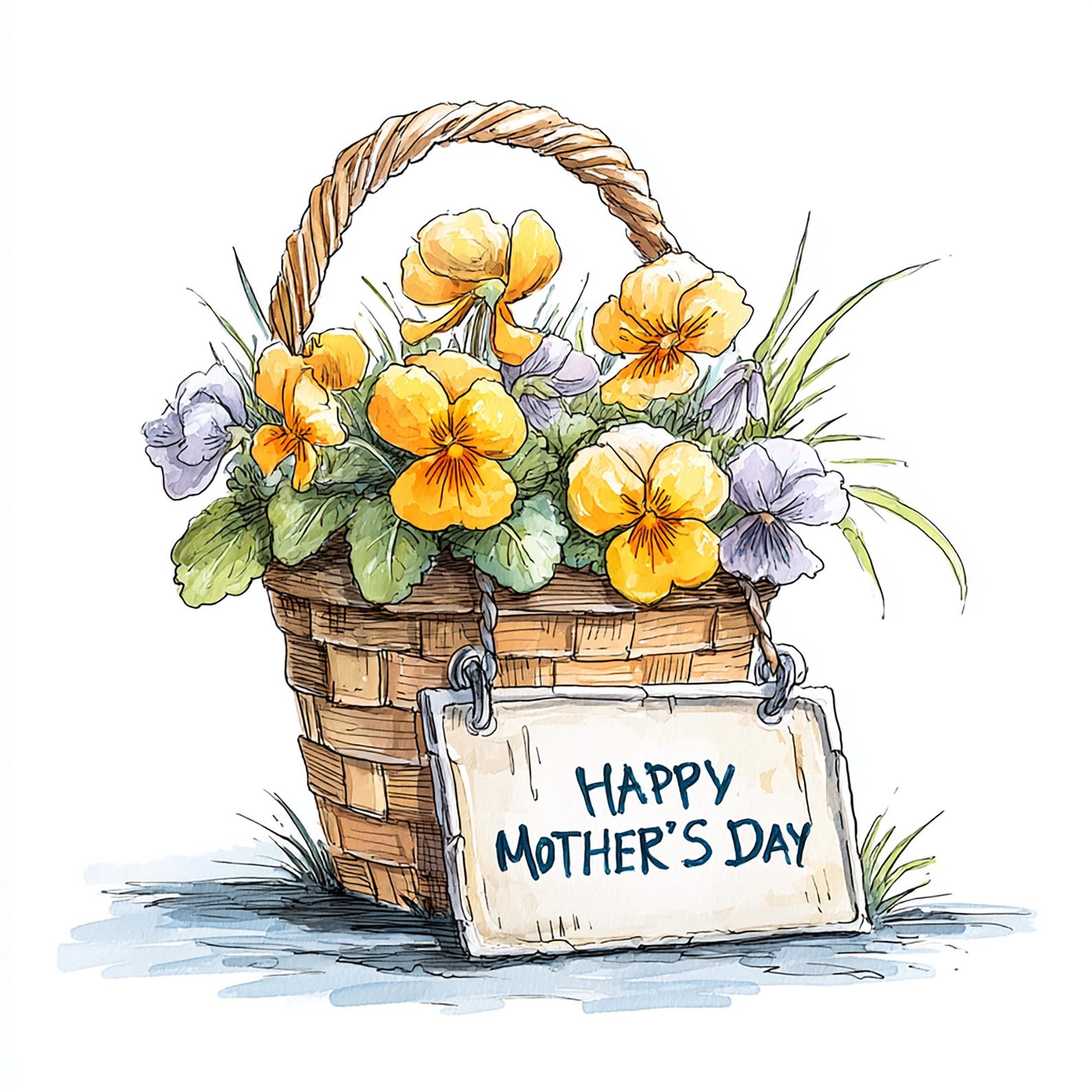 Mother's Day Flower Basket Clipart - 8 High Quality Pngs - White ...
