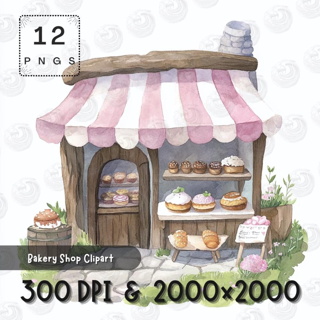 Bakery Shop Clipart - 12 High Quality Pngs - White Background ...