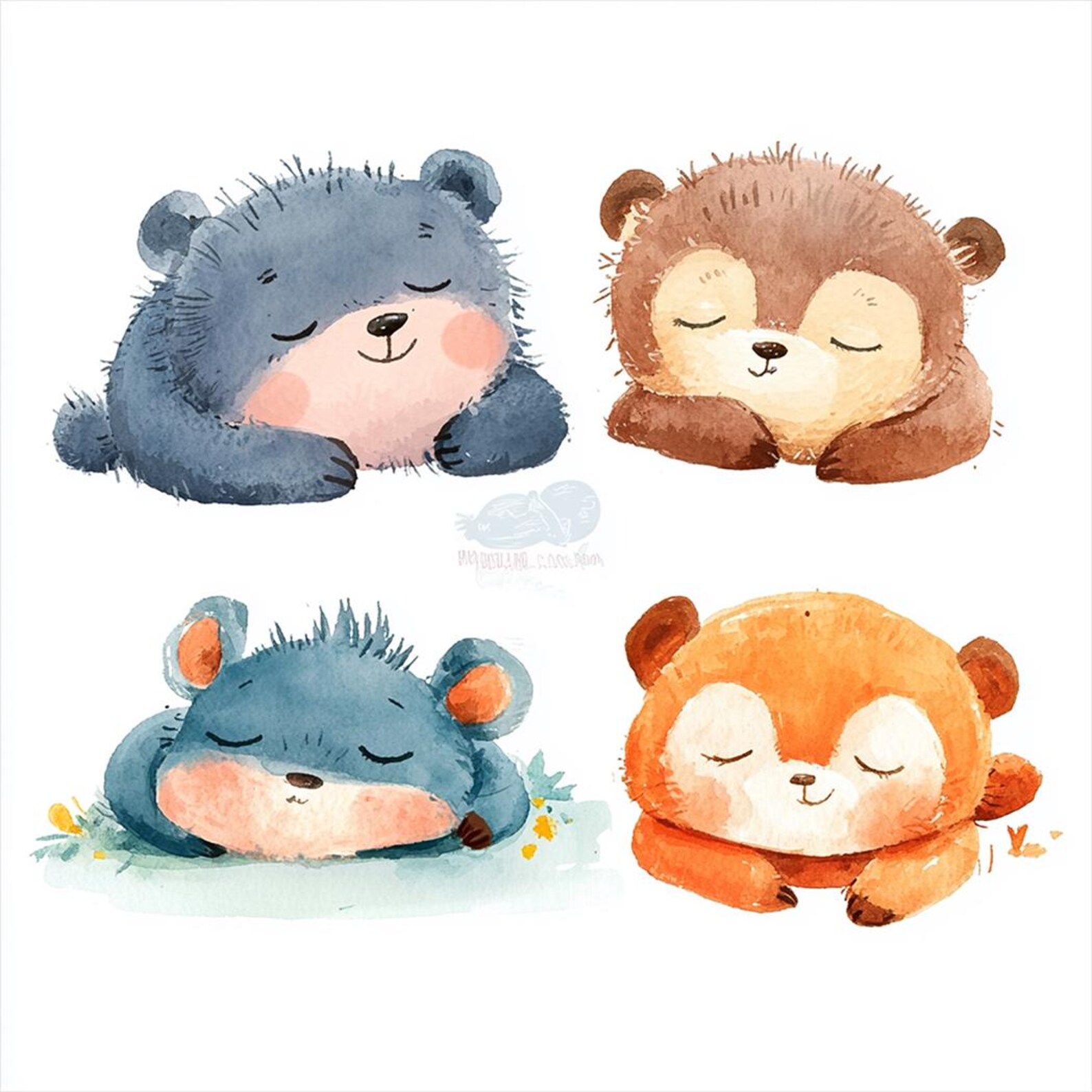 Sleeping Baby Animals Clipart - 12 High Quality Pngs - White Background ...