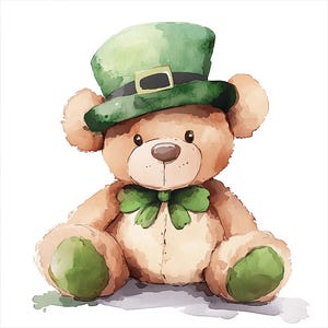 St. Patrick's Day Teddy Bear Clipart - 12 High Quality Pngs - White ...
