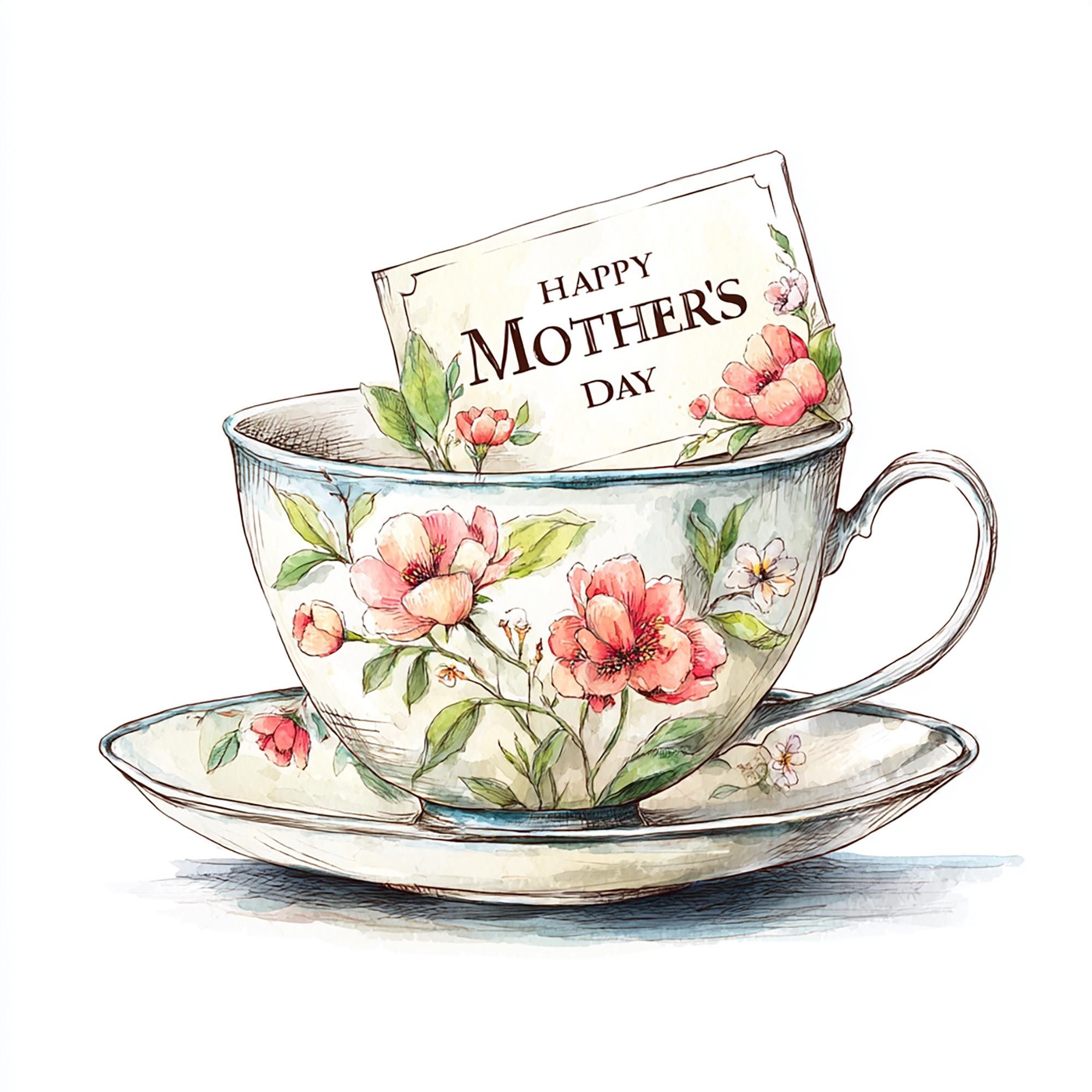 Mother's Day Teacup Clipart - 12 High Quality Pngs - White Background ...