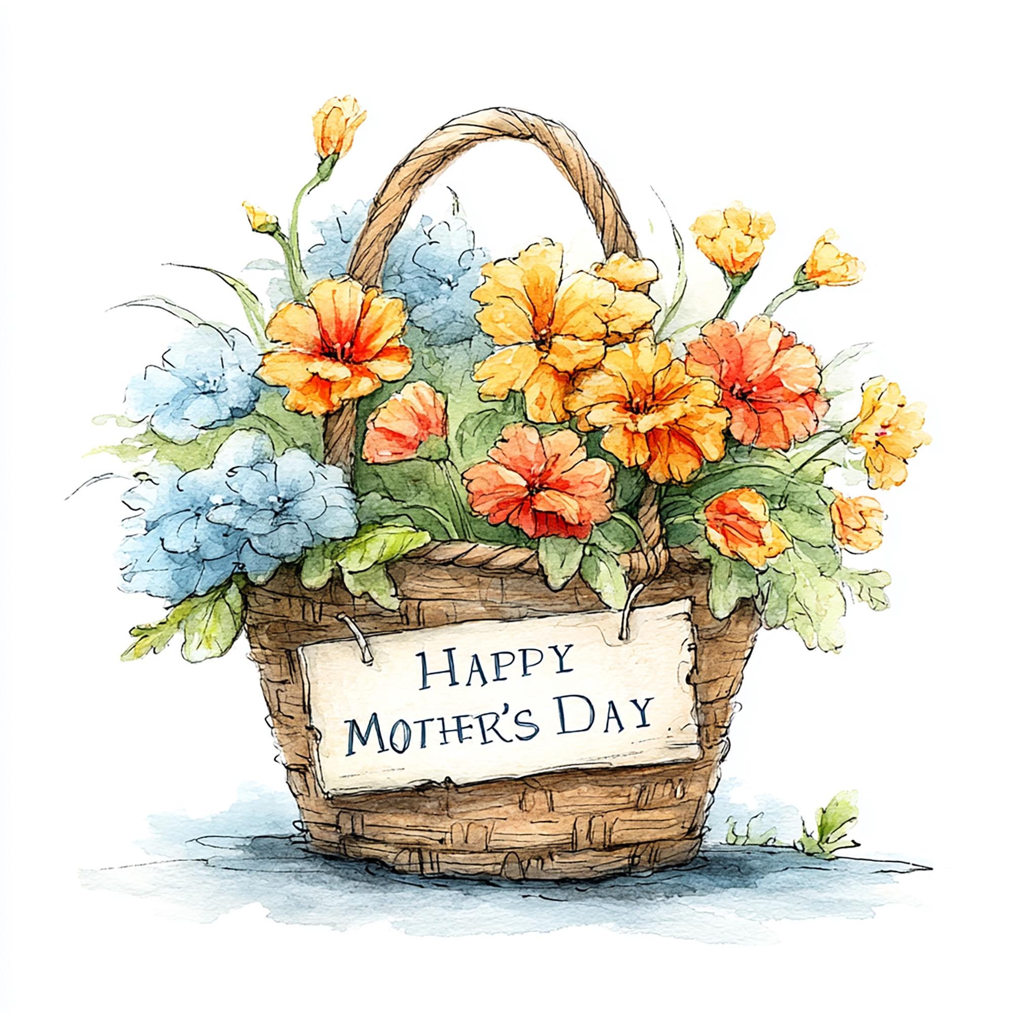 Mother's Day Flower Basket Clipart - 8 High Quality Pngs - White ...