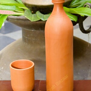 Clay Water Bottle/handmade Natural Clay Water Bottle/vintage Bottle ...