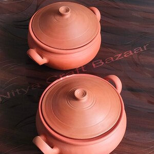 Unglazed Round Kadai for Cooking With Lid/ Indian Handi/ Clay Pot for ...