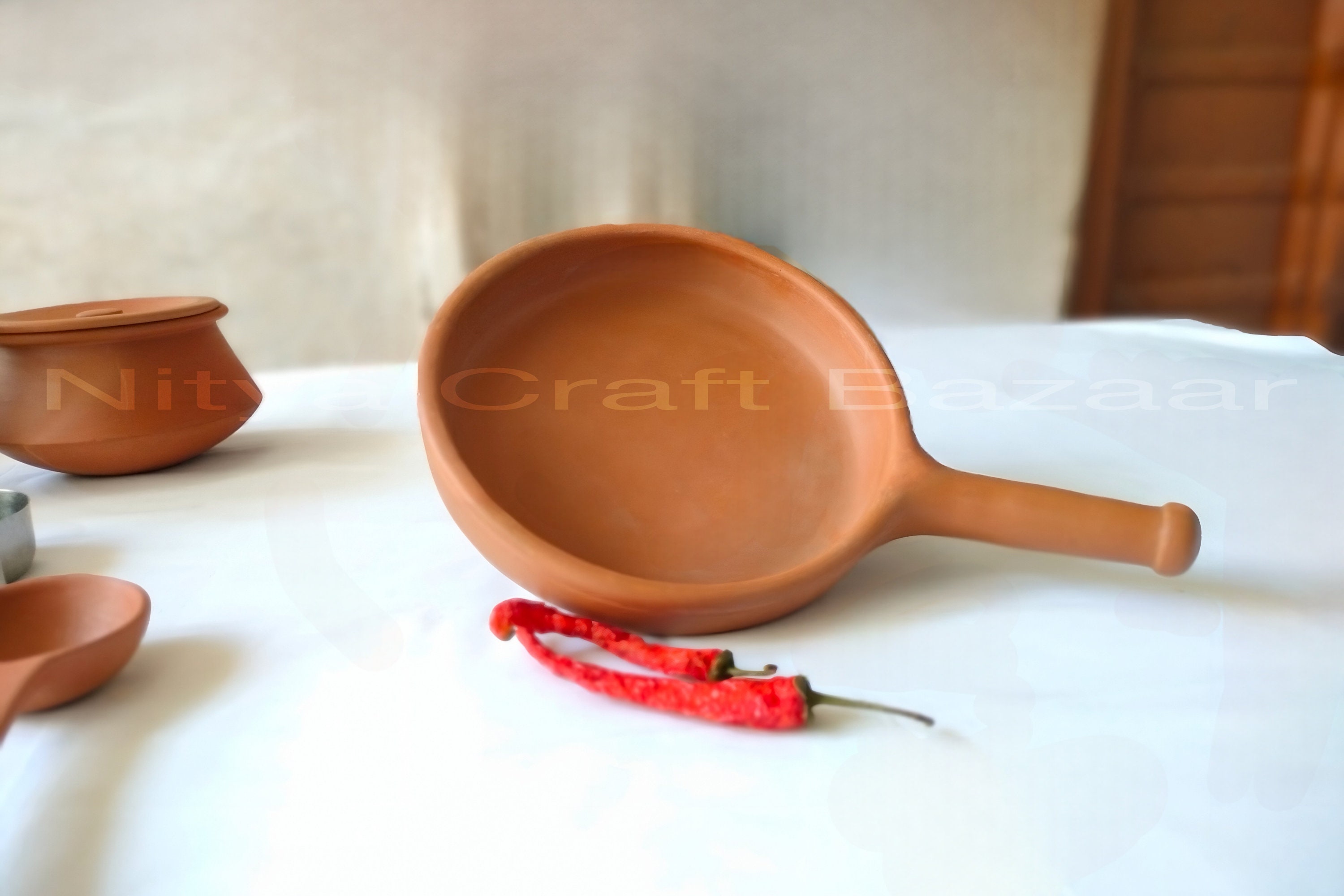 Unglazed Clay Fry Pan/100% Natural Clay Fry Pan/earthen Utensils/clay ...