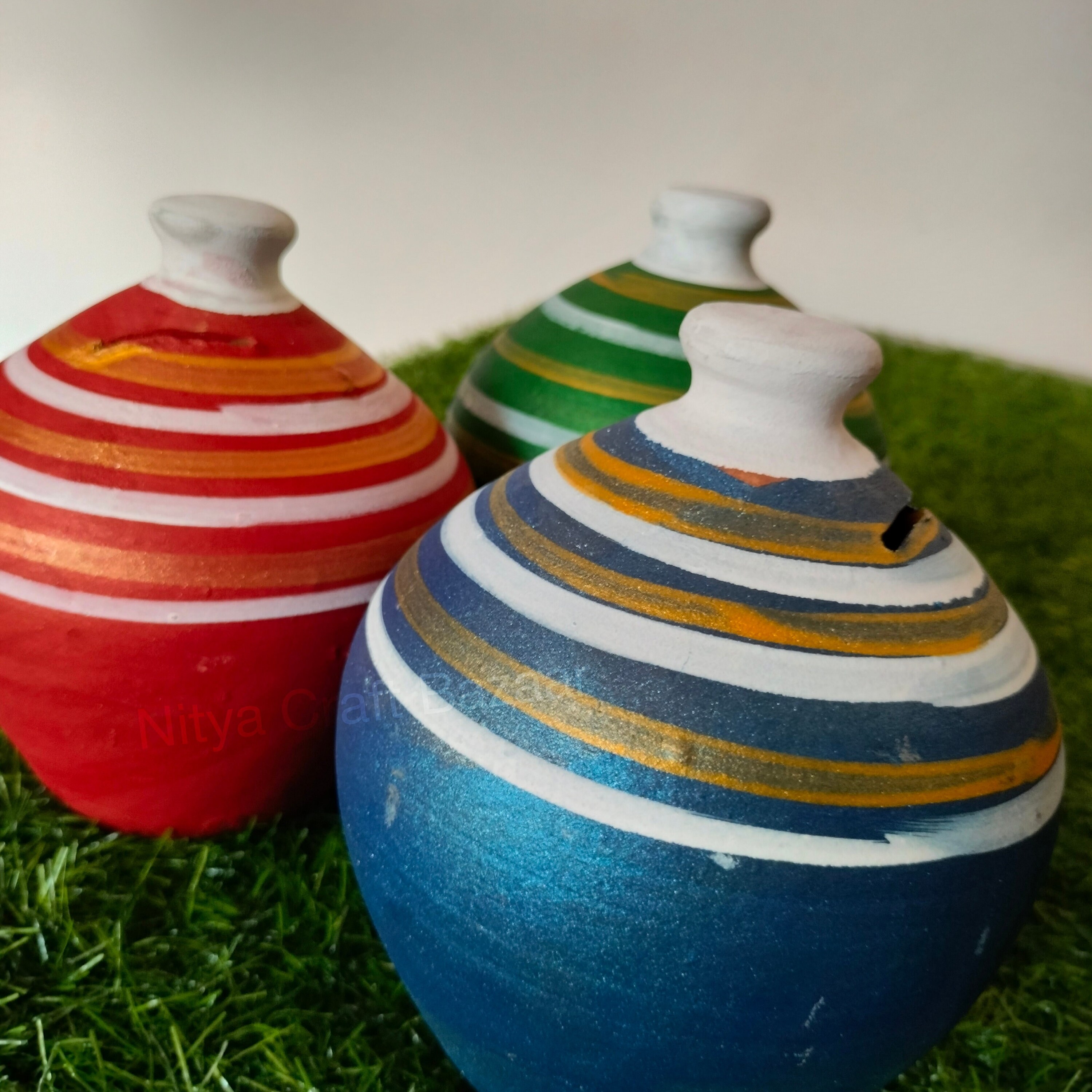 Hand Painted Piggy Bank/colorful Clay Coin Bank/ Money Bank for Kids ...