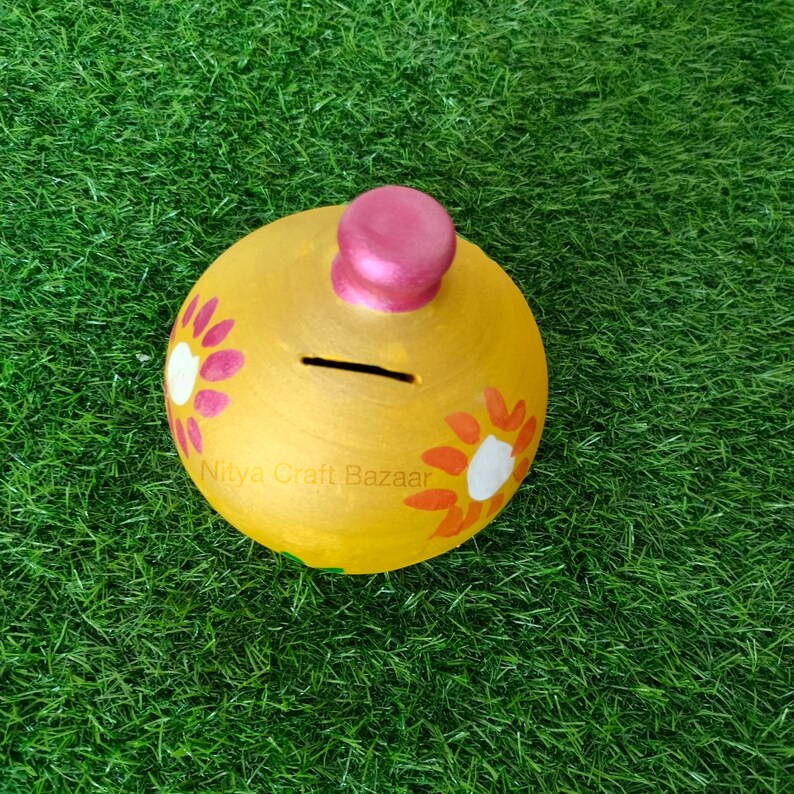 Flower Print Piggy Bank/hand-painted/ Colorful Clay Coin Bank/ Money ...